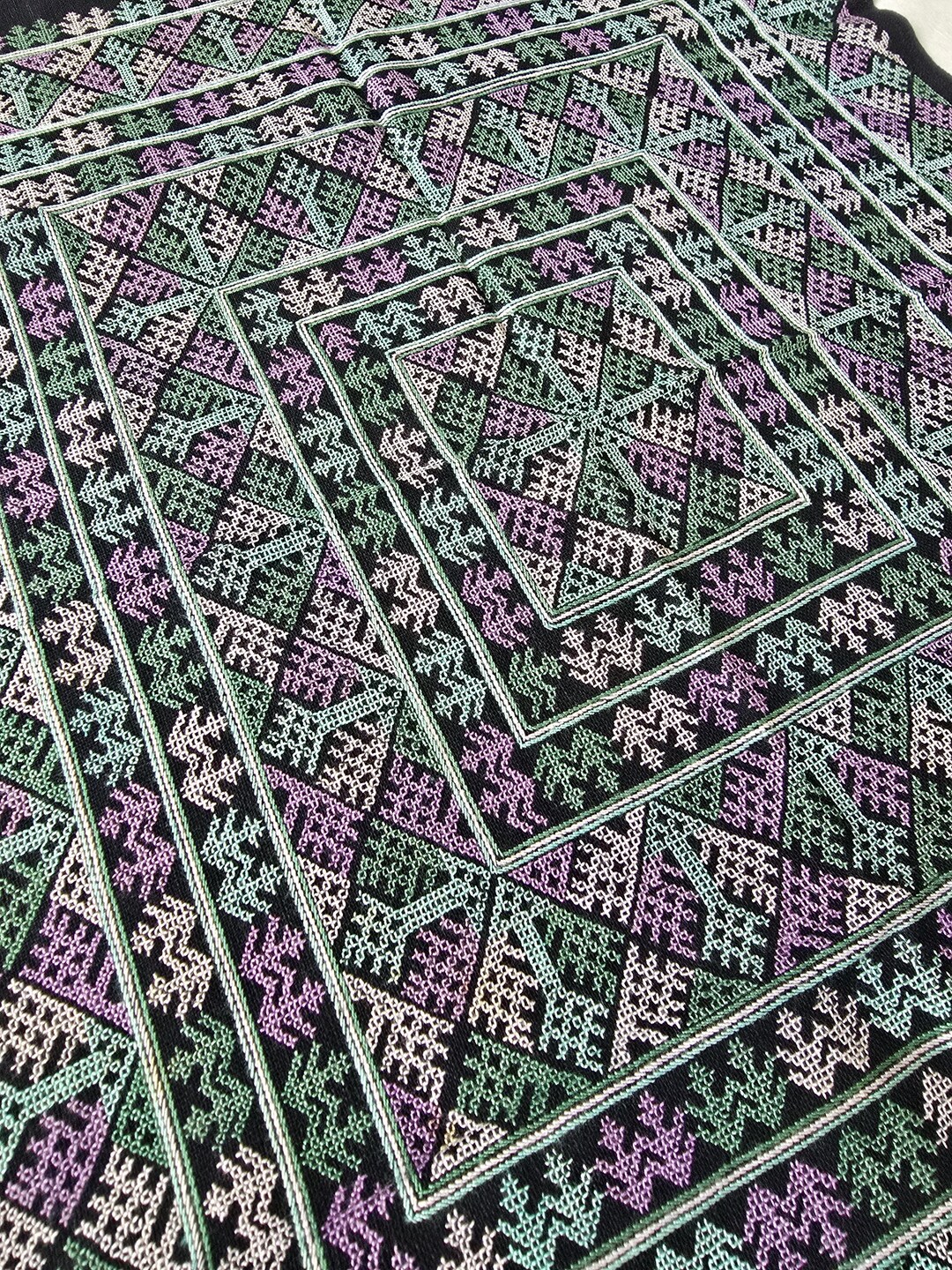 Thai Yao or Mien Embroidery Cloth, Cross Stitch Hand Embroidery Fabric ...