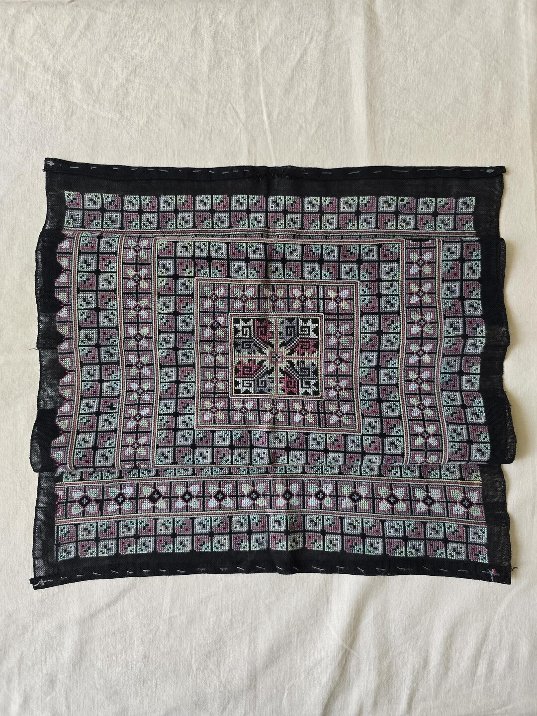 Thai Yao or Mien Embroidery Cloth, Cross Stitch Hand Embroidery Fabric ...