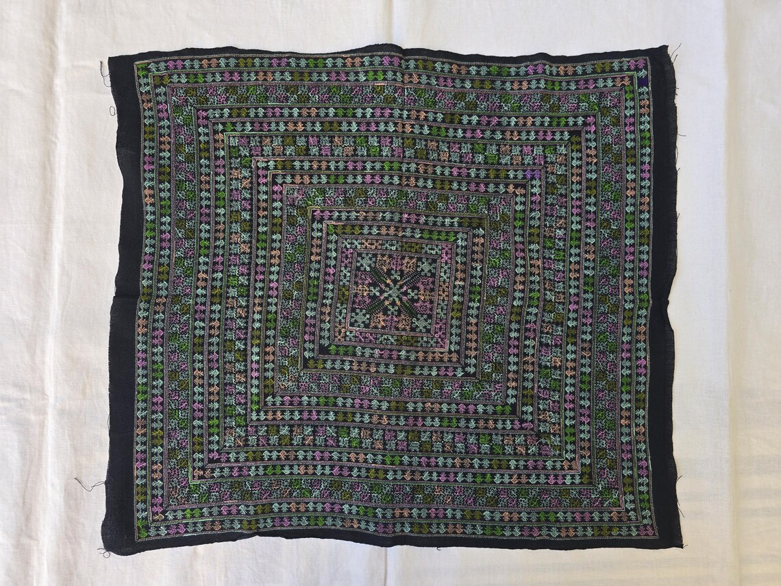 Thai Yao or Mien Embroidery Cloth, Cross Stitch Hand Embroidery Fabric ...