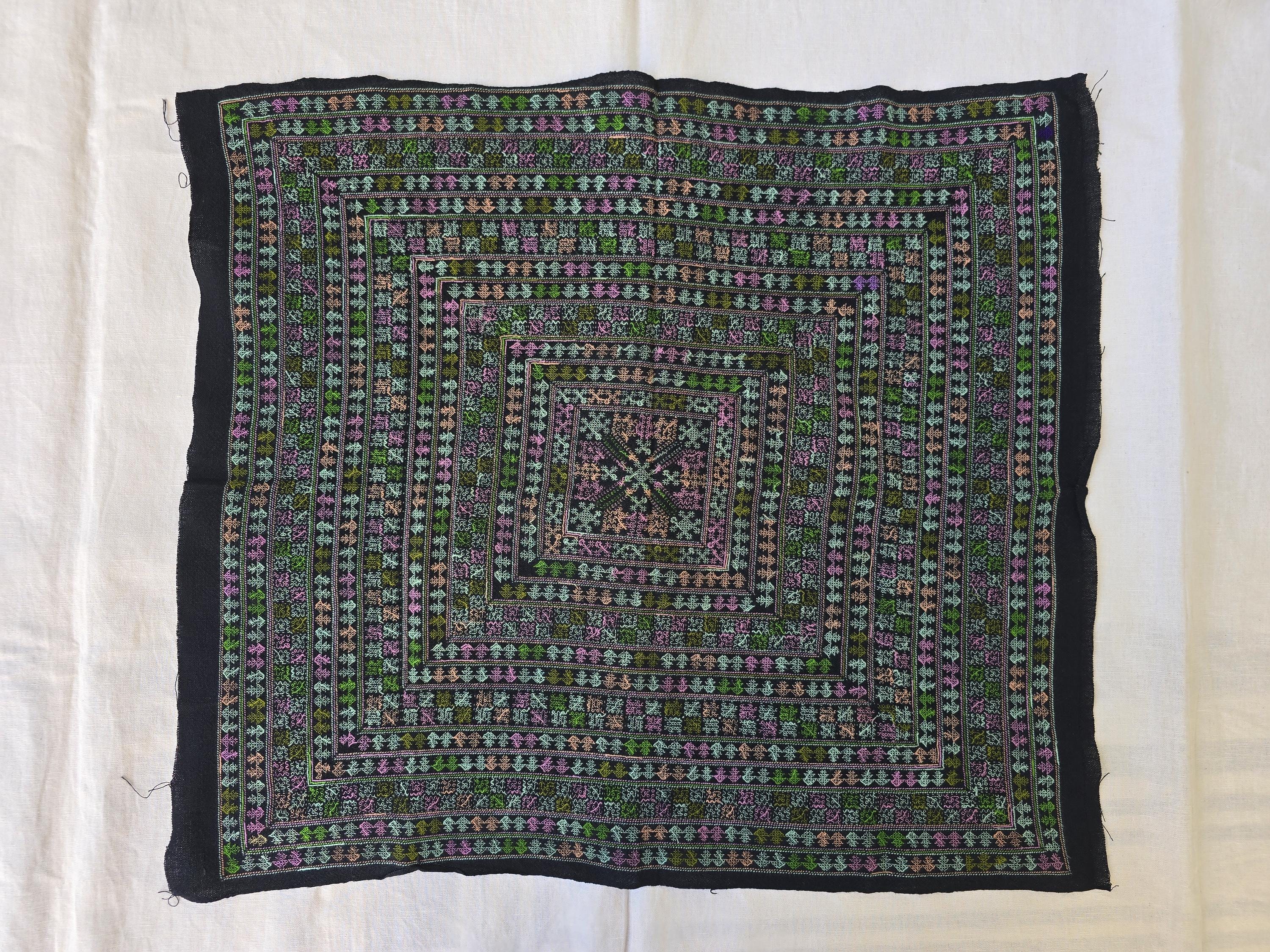Thai Yao or Mien Embroidery Cloth, Cross Stitch Hand Embroidery Fabric ...