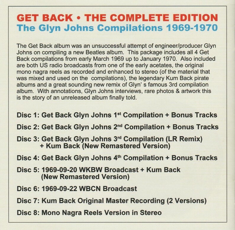 The Beatles Get Back Complete Collection / 8 Cd's - Etsy