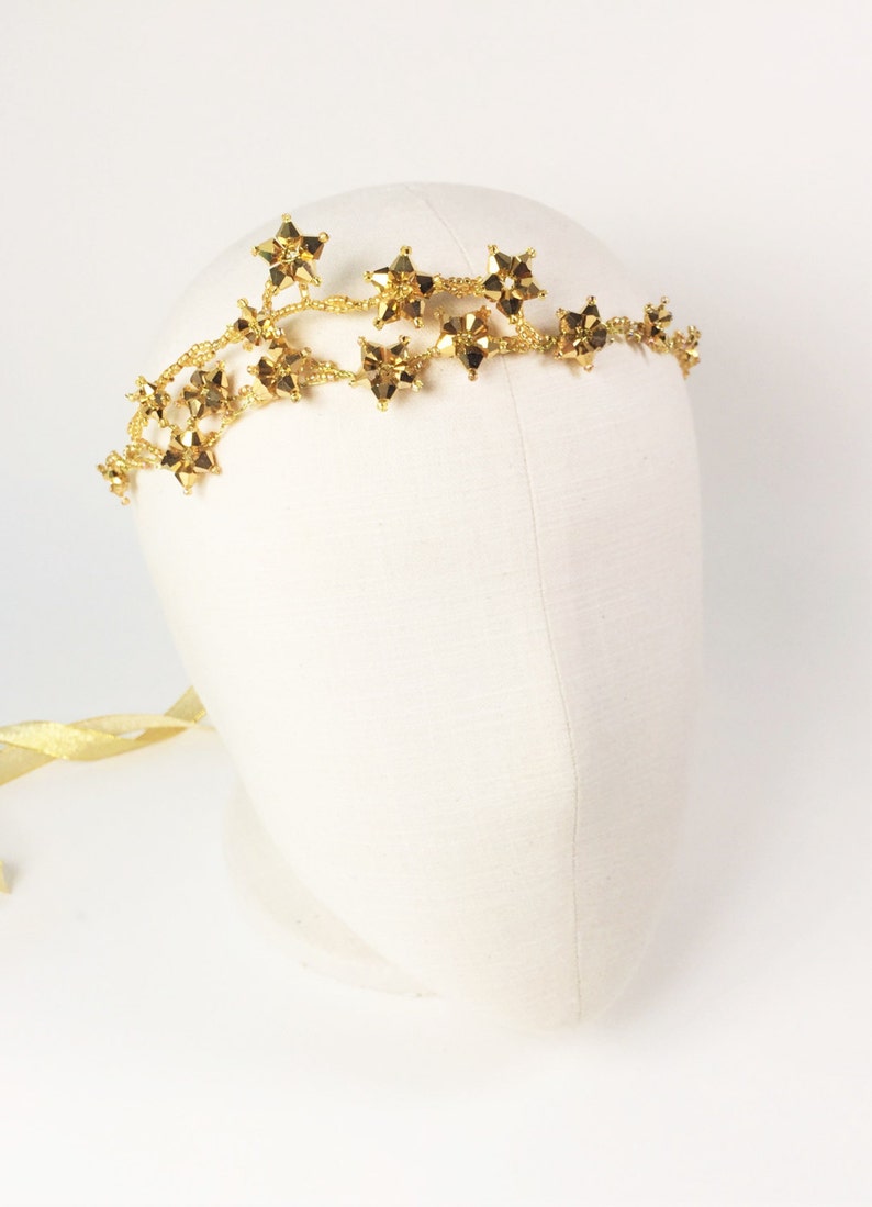 Gold Star Bride Tiara Crown Gold Crystal Star Bridal Hair - Etsy