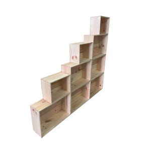 Wooden Bookcase Storage Under Stairs - Modular Shelving Unit With 9 ...