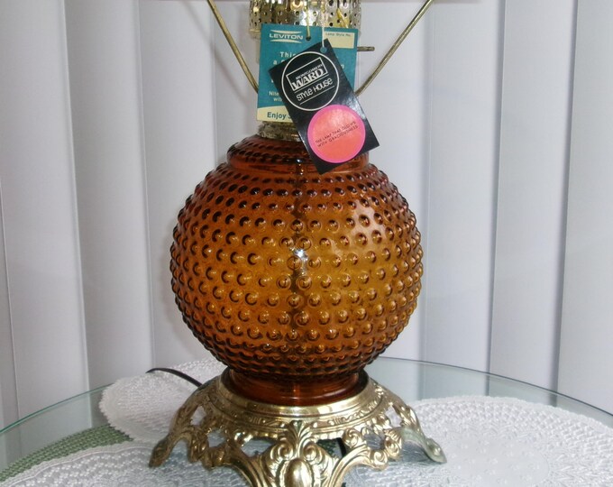 Amber Hobnail Hurricane Table Lamp Base Only - Etsy