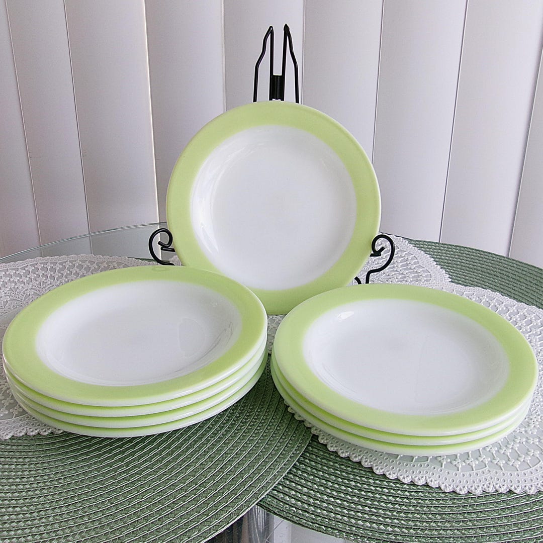Pyrex Bread/dessert Plates, Lime Green Band, Set of 8 - Etsy