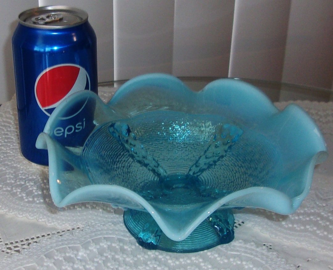 Vintage Blue Ruffled Compote,candy Dish, Centerpiece - Etsy
