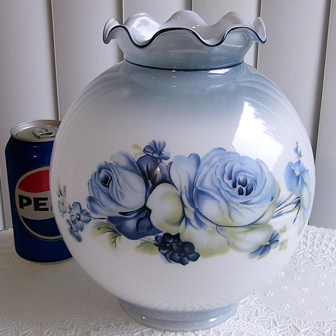 Vintage Hurricane Lamp Globe Shade Replacement, Blue Floral - Etsy