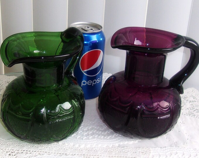 Pair Vintage Glass Pitchers, Small Size - Etsy