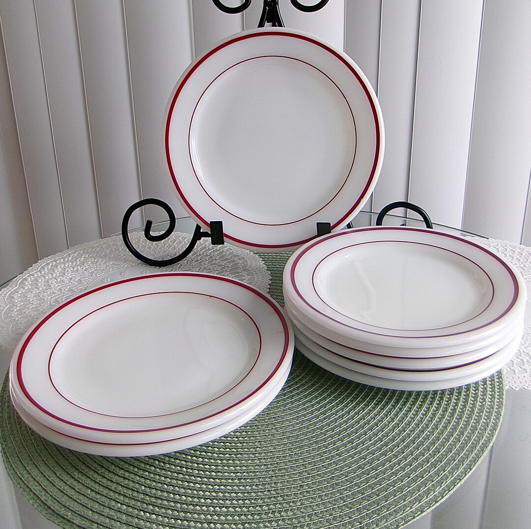 Pyrex Corning Red Band Plate Set, 12 Pc. Restaurant Ware - Etsy
