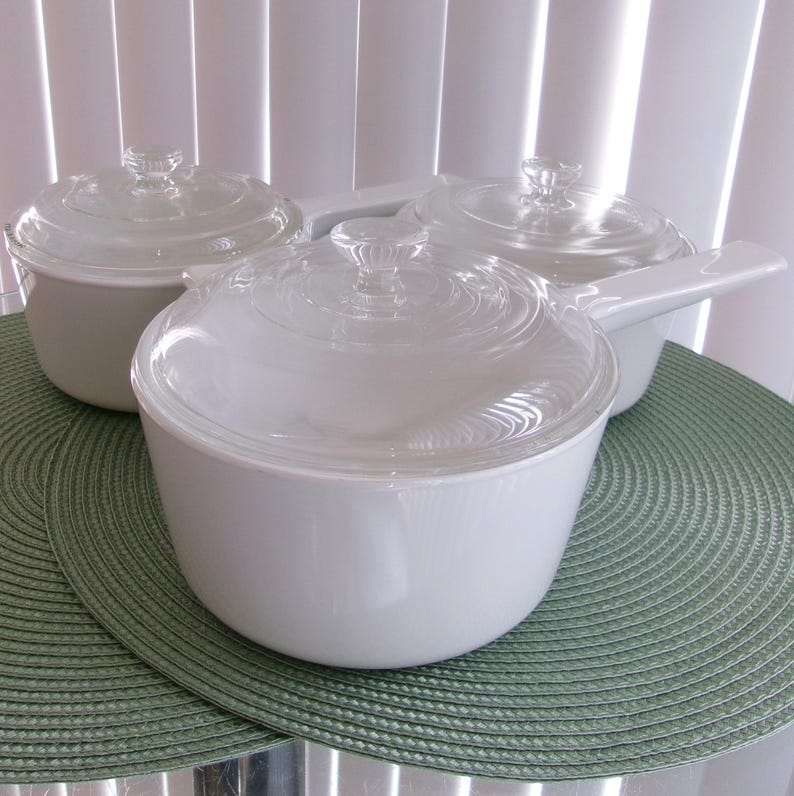 Corning Ware Range Topper Saucepans, 3 Pc Set, All White - Etsy