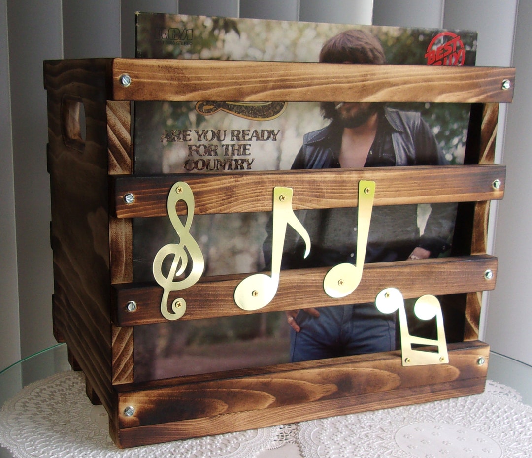 Wooden Slatted Crate, LP Holder, Rustic Industrial Look - Etsy