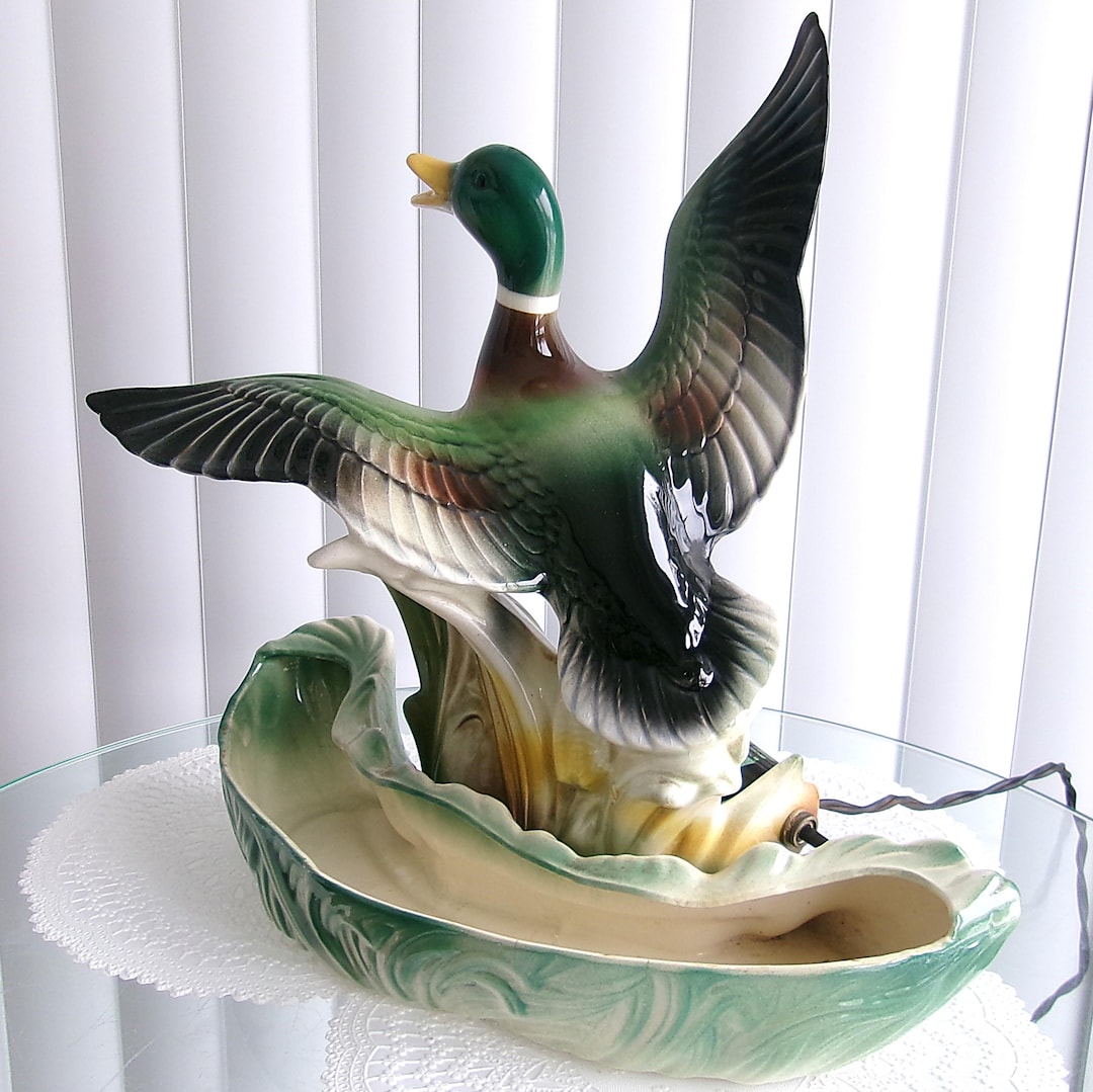 MCM Mallard Duck TV Lamp, Television Lamp, Large 14 Table Lamp Planter ...
