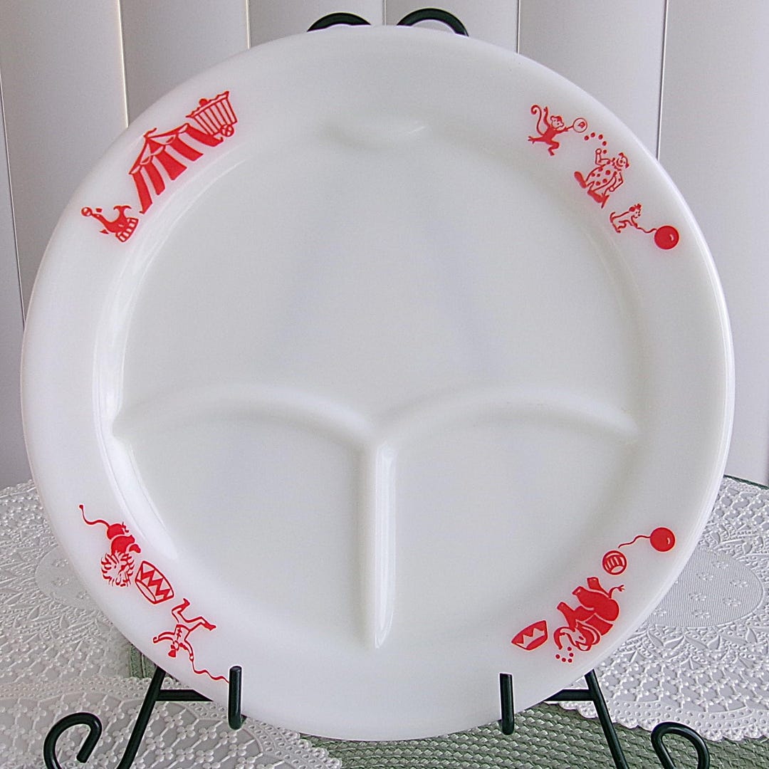 Vintage Pyrex Circus Grill Plate, Divided Plate - Etsy