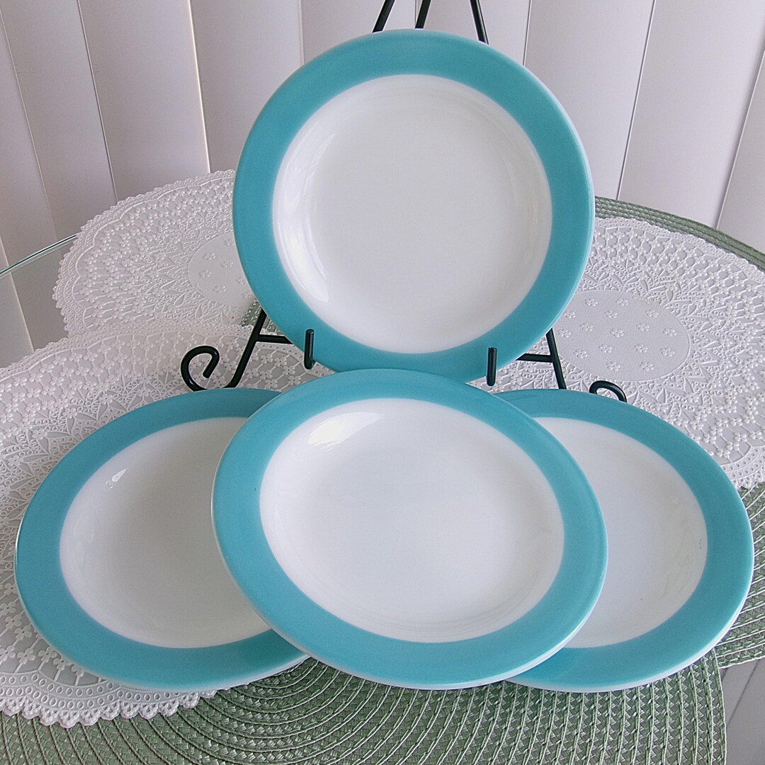 Vintage Pyrex Blue Band Bread/dessert Plates, 4 Plates - Etsy