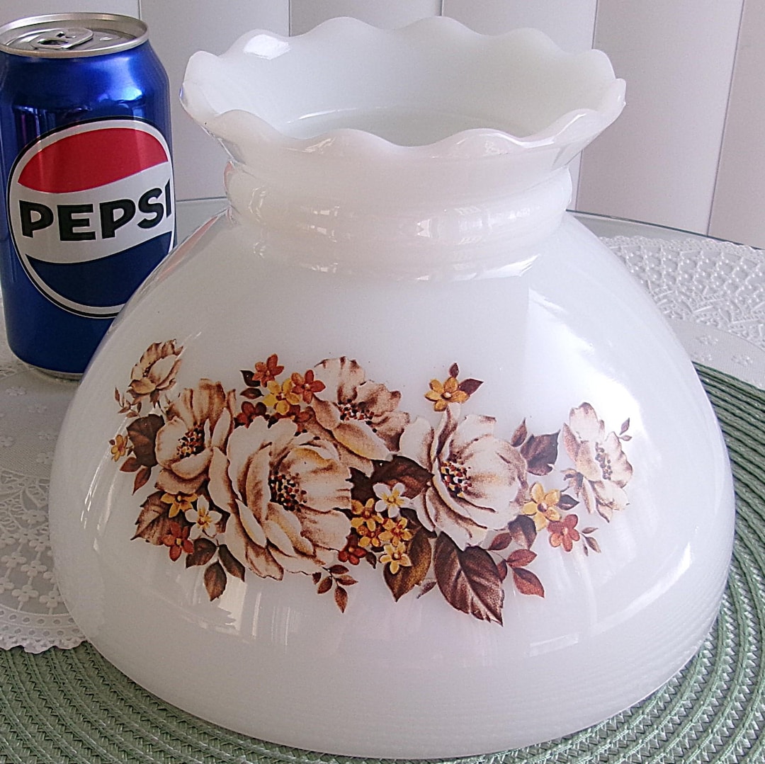 Vintage Hurricane Lamp Globe Shade Replacement, Brown Floral - Etsy