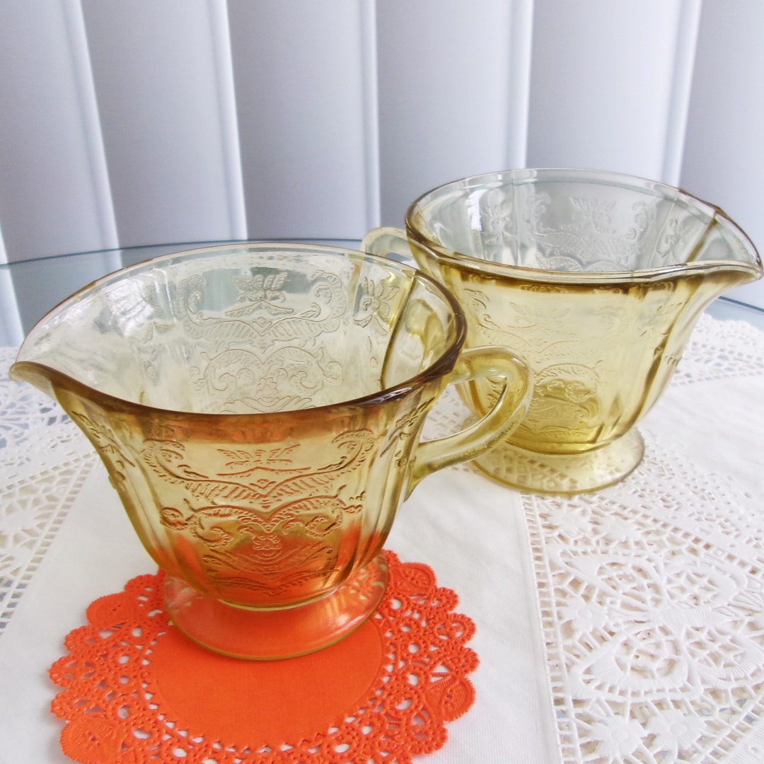 Yellow Depression Glass Creamer Pair - Etsy