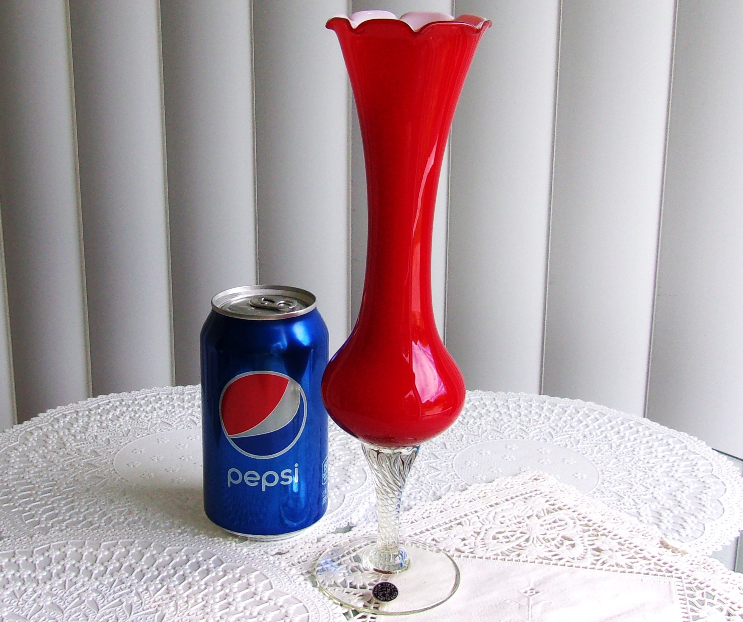 Lefton Glass Works Hand Blown Footed Bud Vase, Japan - Etsy