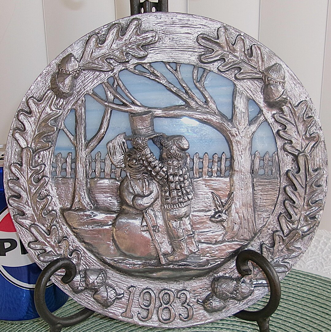Midwestern Christmas Pewter Plate Wall Hanging, Michael Ricker 1983 - Etsy