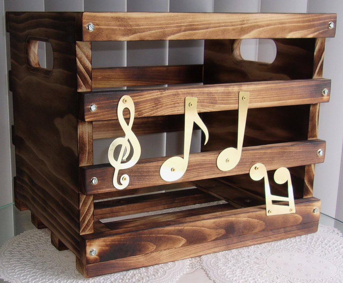 Wooden Slatted Crate, LP Holder, Rustic Industrial Look - Etsy