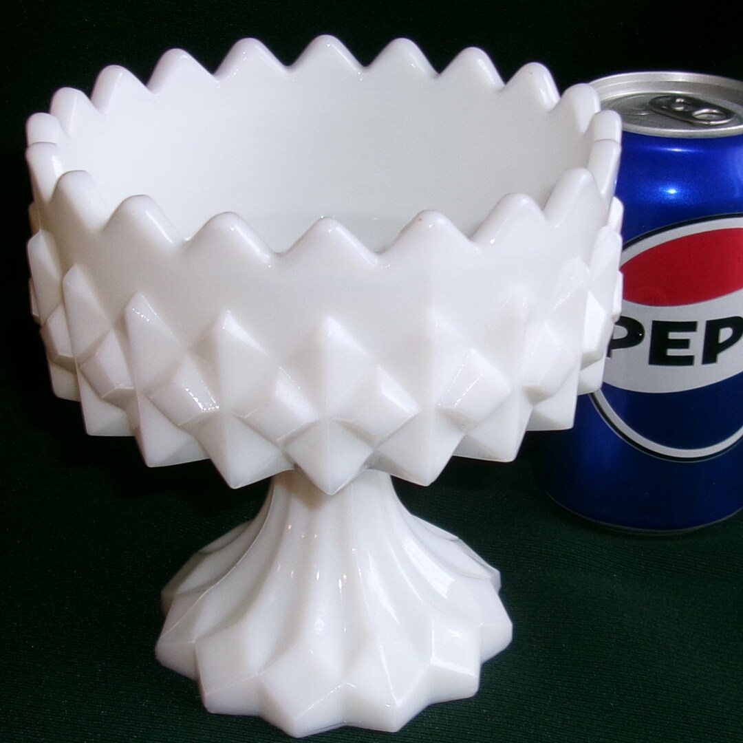 Westmoreland Milk Glass Diamond Point Compote - Etsy