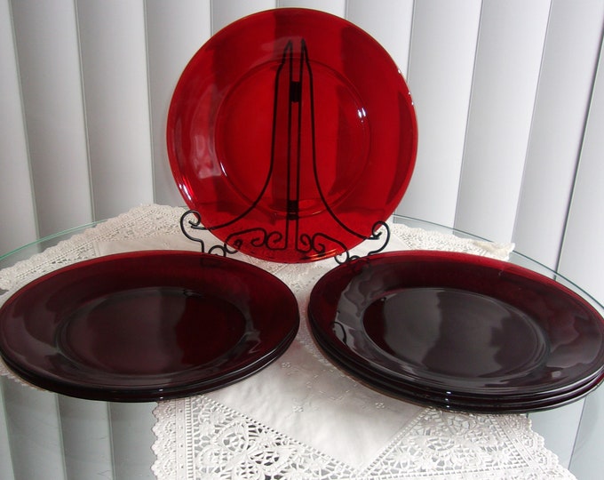 Vintage Anchor Hocking Ruby Red Salad, Dessert Plates, 6pc - Etsy