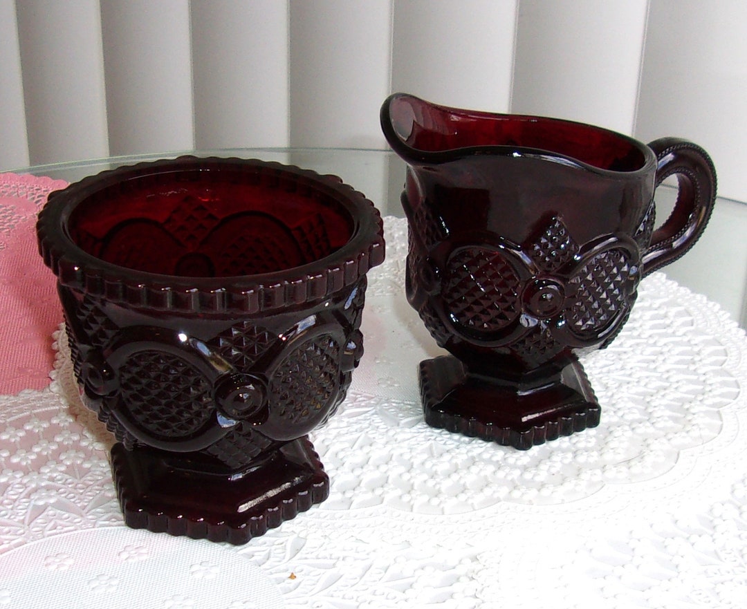 Vintage Avon Cape Cod Ruby Red Creamer and Sugar Bowl Set - Etsy