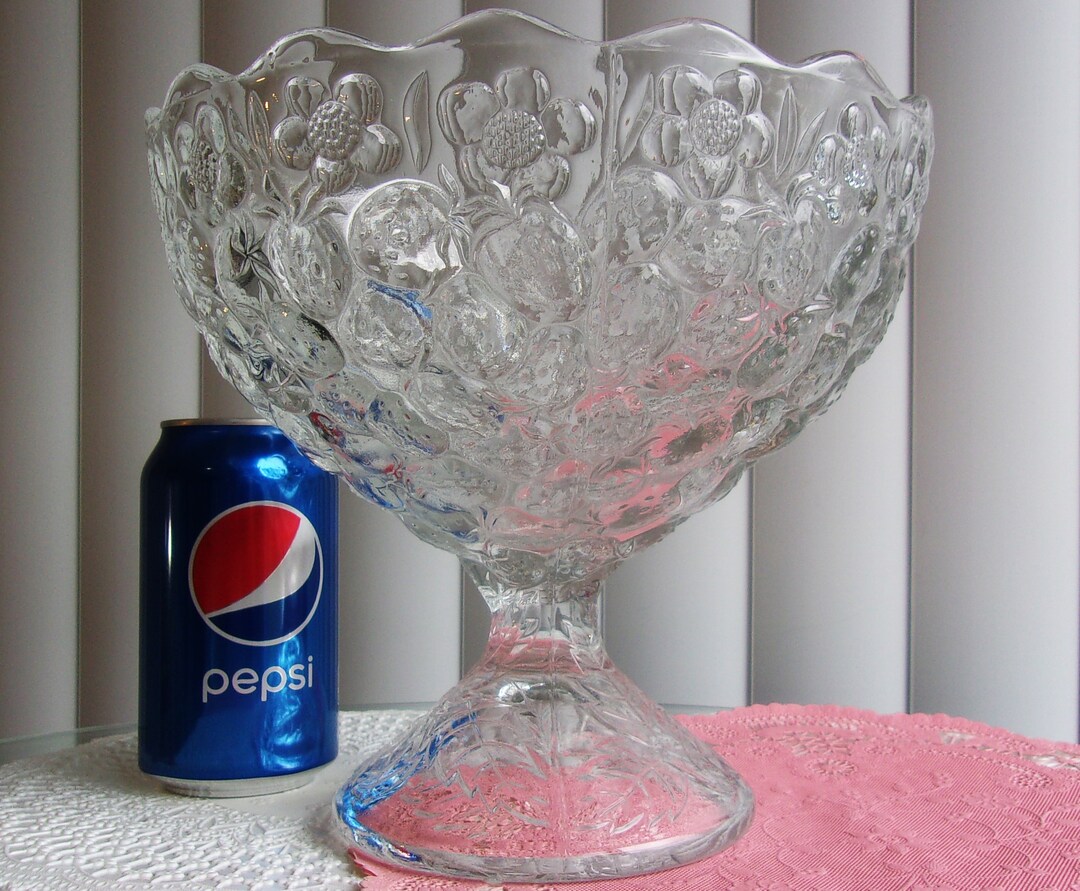 Vintage Clear Glass Compote With Strawberry Design, Large - Etsy