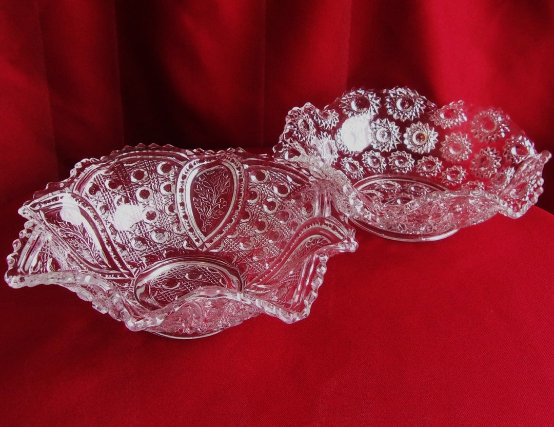 Vintage Pair Crystal Serving Bowls - Etsy