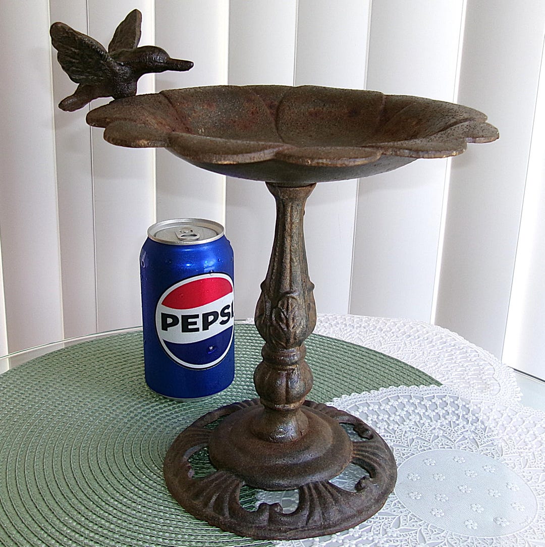 Vintage Cast Iron Bird Bath Hummingbirds Rustic Garden Patio - Etsy