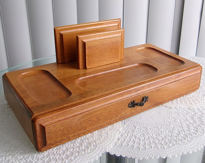 Vintage Mens Wooden Dresser Valet Jewelry Desk Caddy Organizer Box - Etsy
