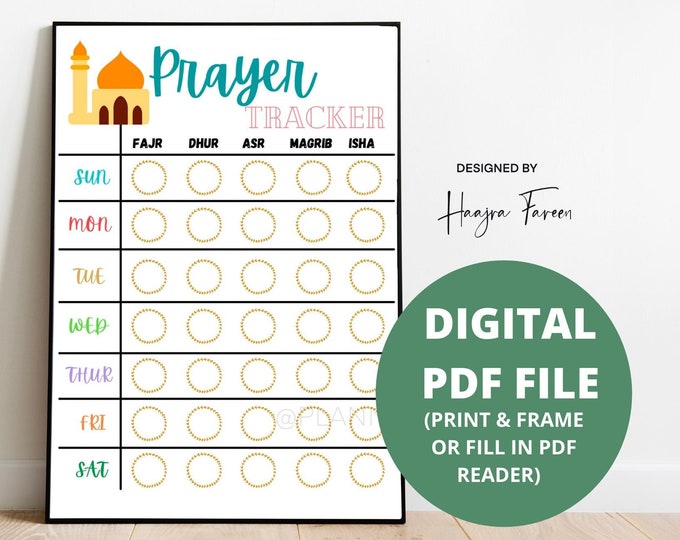 Muslim Children's Prayer Tracker Salah Tracker Printable - Etsy UK
