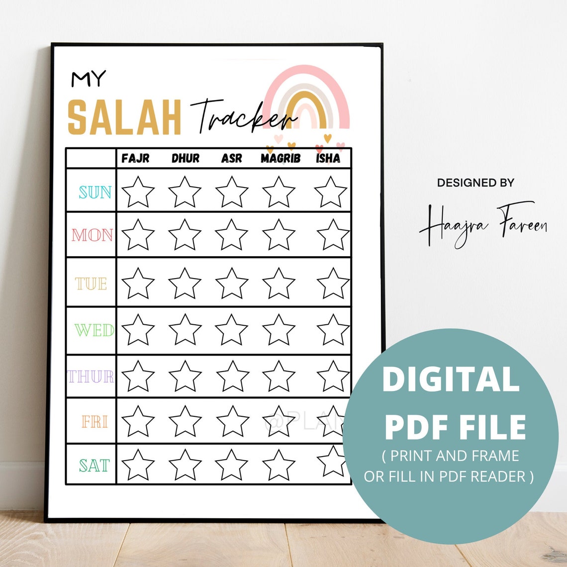 Custom Muslim Children's Prayer Tracker, Salah Tracker Printable ...