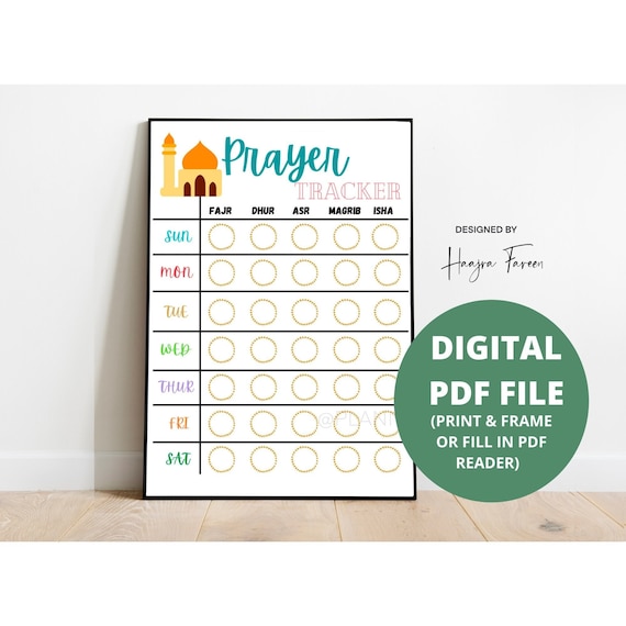 Muslim Children's Prayer Tracker Salah Tracker Printable - Etsy UK