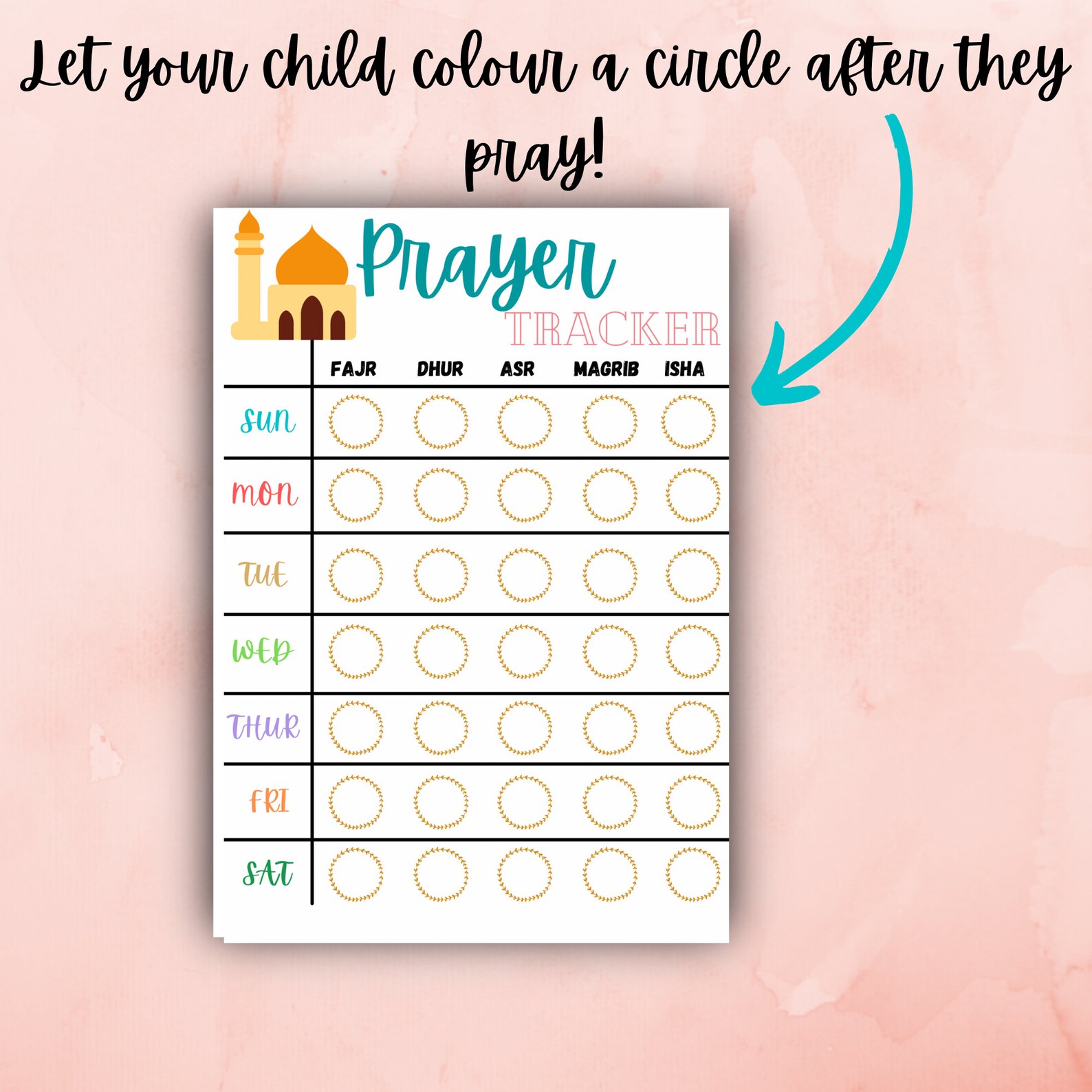 Muslim Children's Prayer Tracker, Salah Tracker Printable, Prayer Chart ...