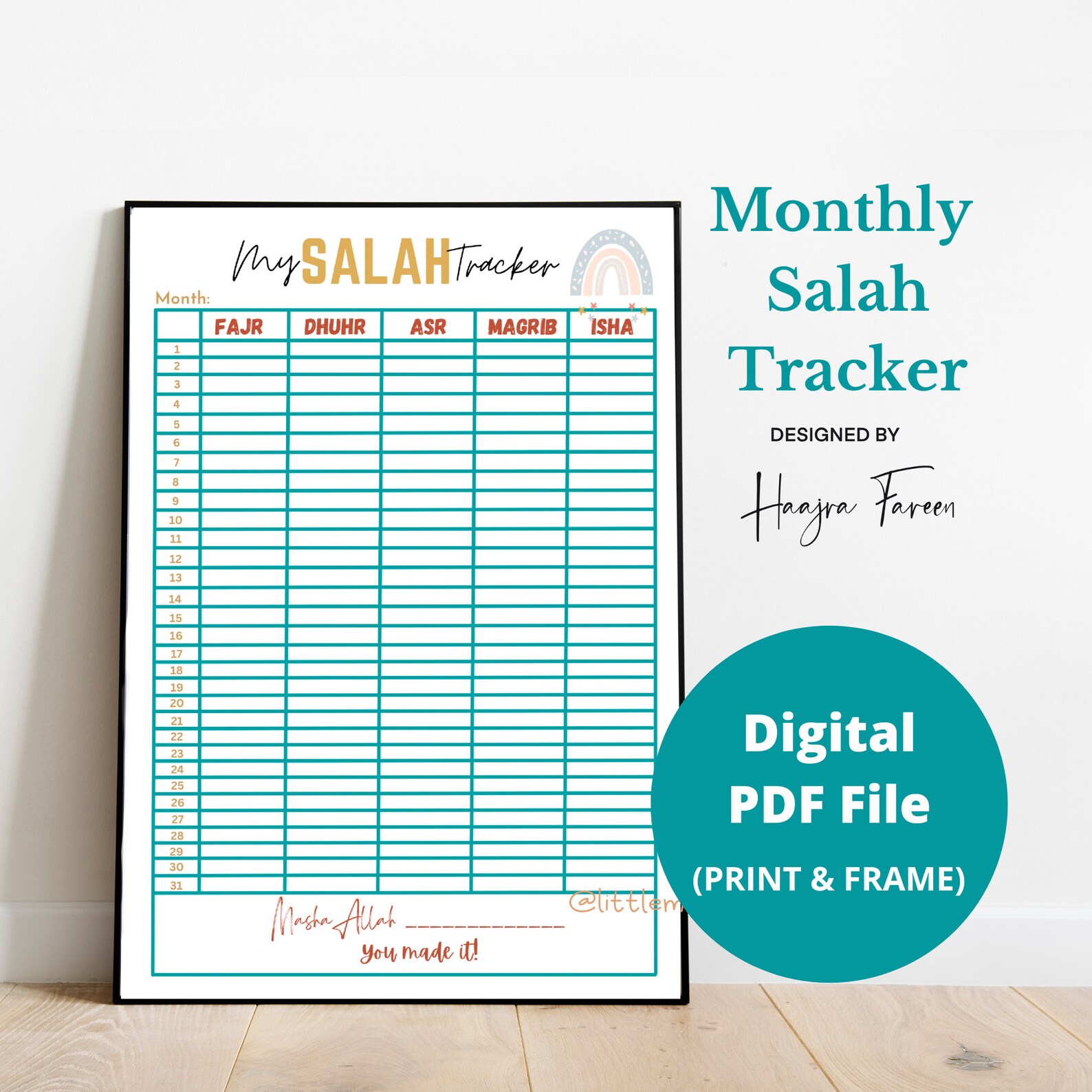 Monthly Muslim Children's Prayer Tracker, Salah Tracker Printable ...