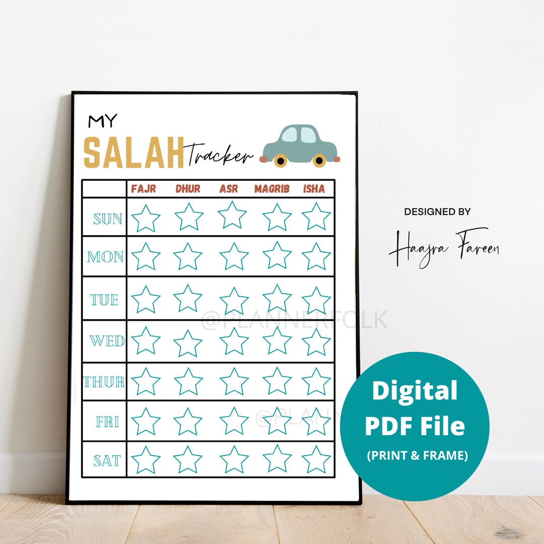 Custom Muslim Children's Prayer Tracker, Salah Tracker Printable ...