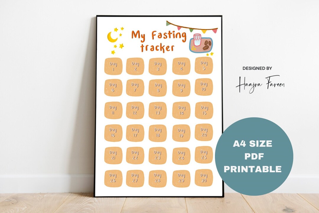 Ramadan Children's Tracker, Fasting Tracker Printable, Prayer Chart for ...