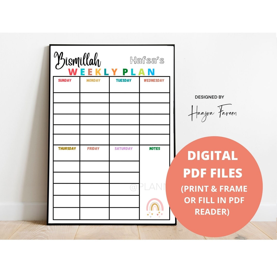 Muslim Kids Weekly Calendar Printable Childrens Weekly - Etsy