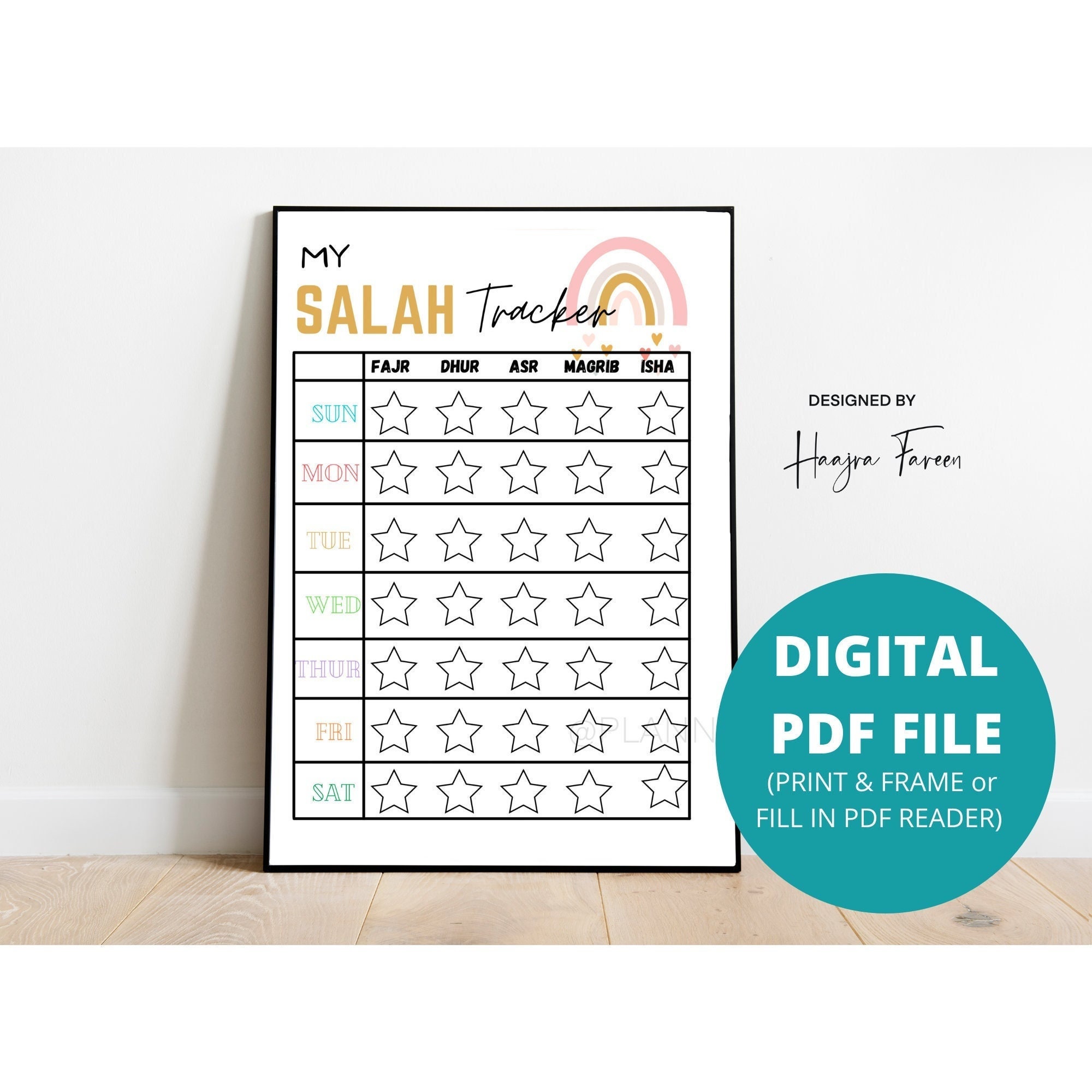 Custom Muslim Children's Prayer Tracker, Salah Tracker Printable ...