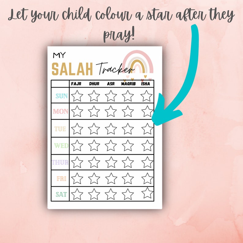 Custom Muslim Children's Prayer Tracker, Salah Tracker Printable ...