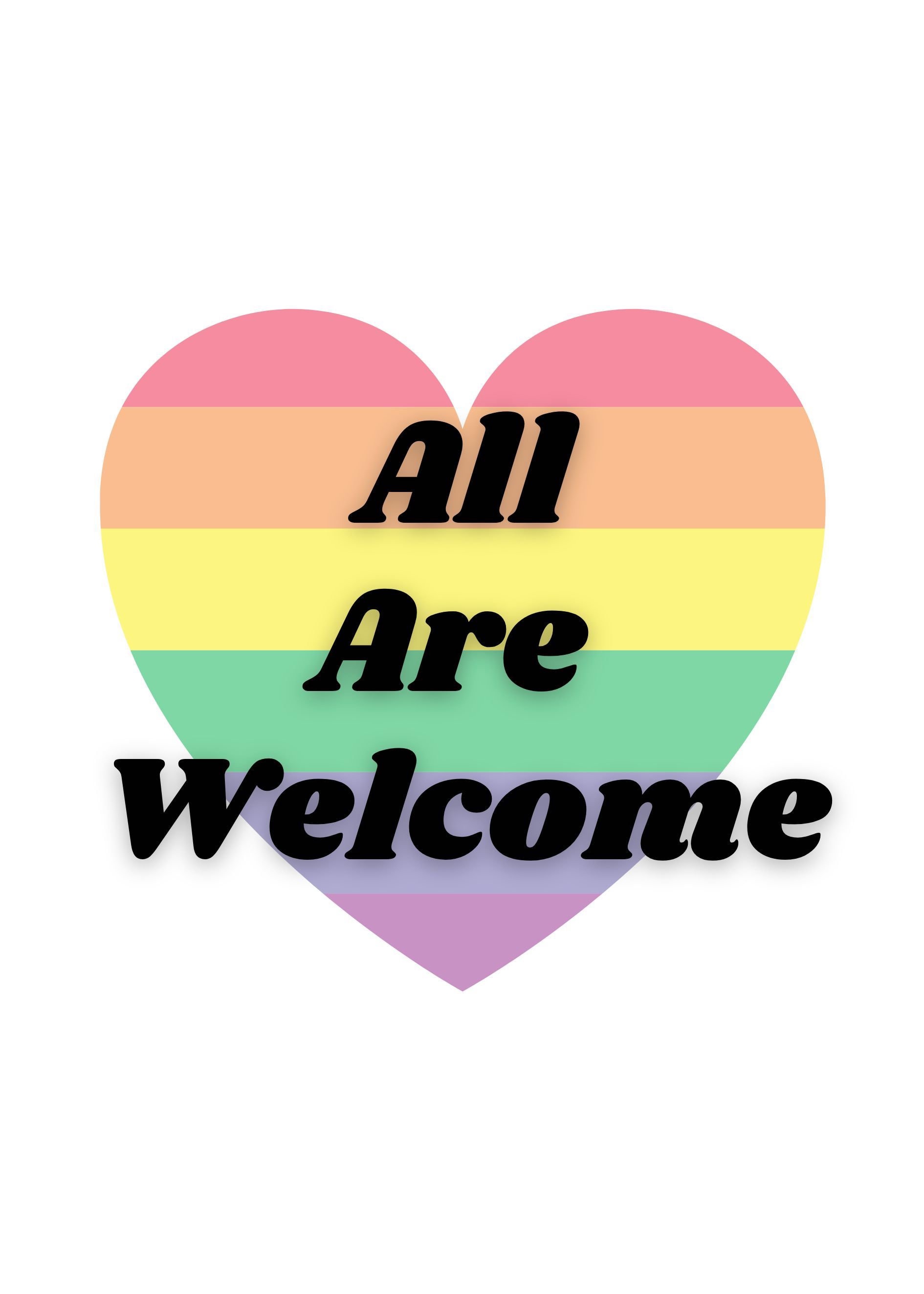 LGBTQ Pride Instant Digital Download Art Print, All Are Welcome Here ...