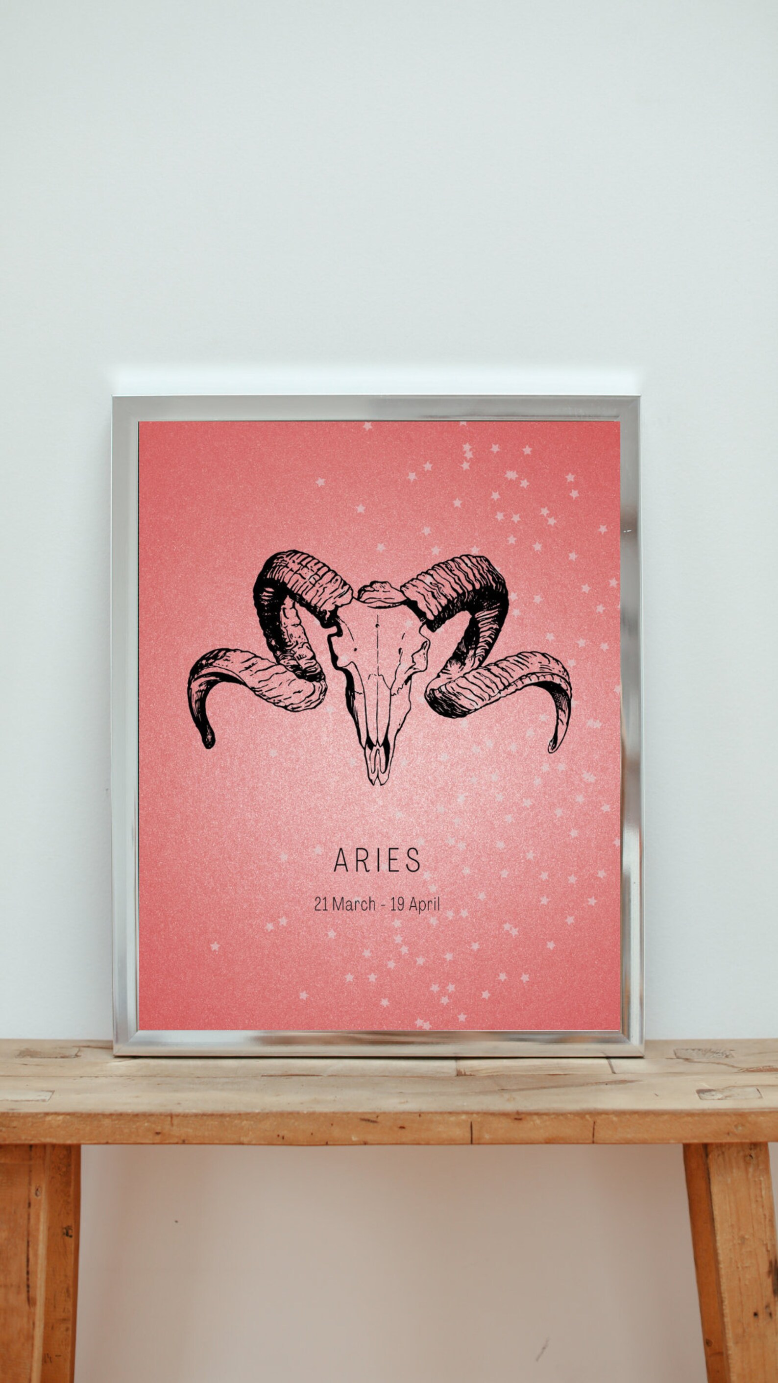 Set of Downloadable Aries Zodiac With Stars Art Print, Aries Instant ...