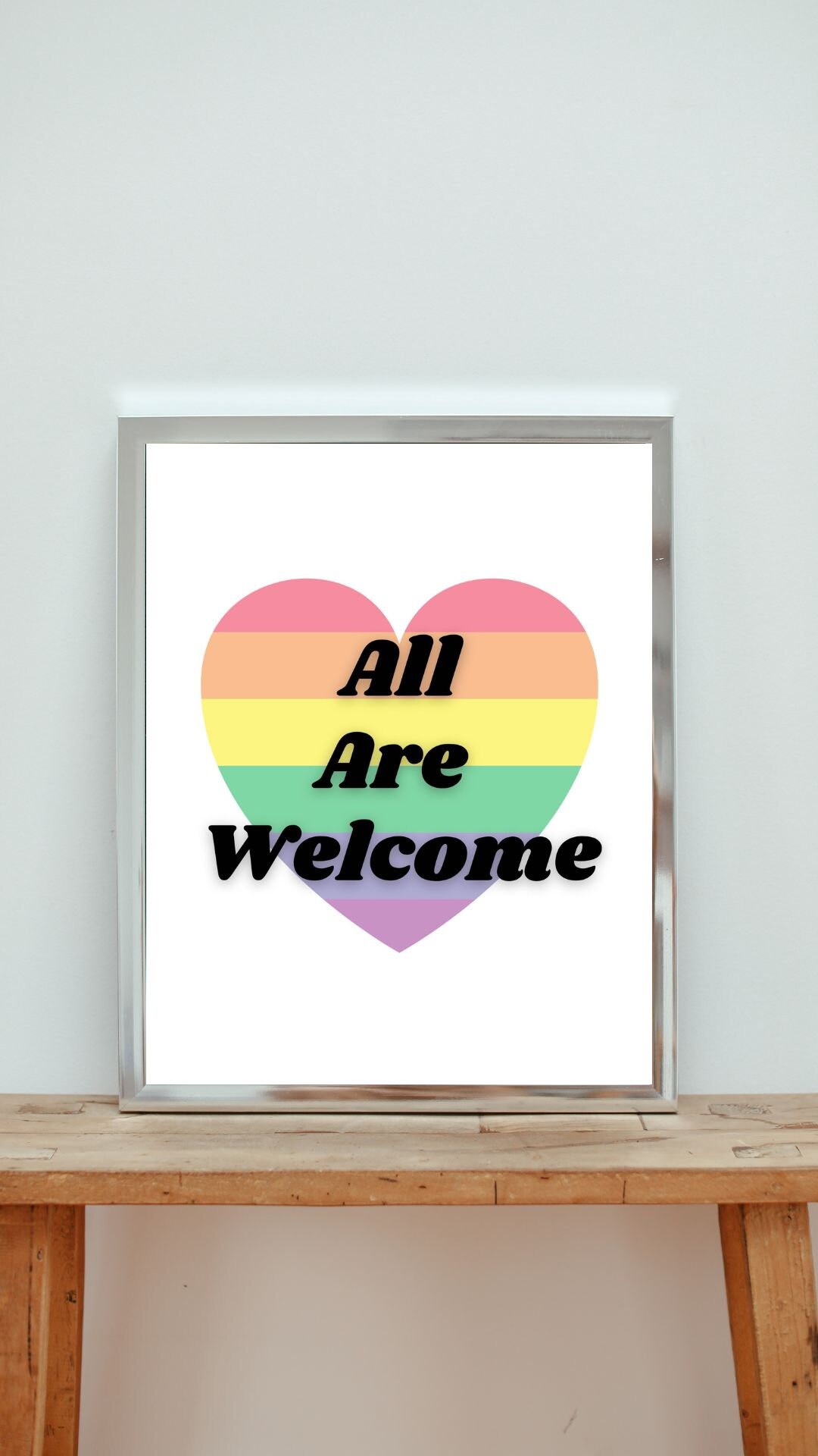 LGBTQ Pride Instant Digital Download Art Print, All Are Welcome Here ...