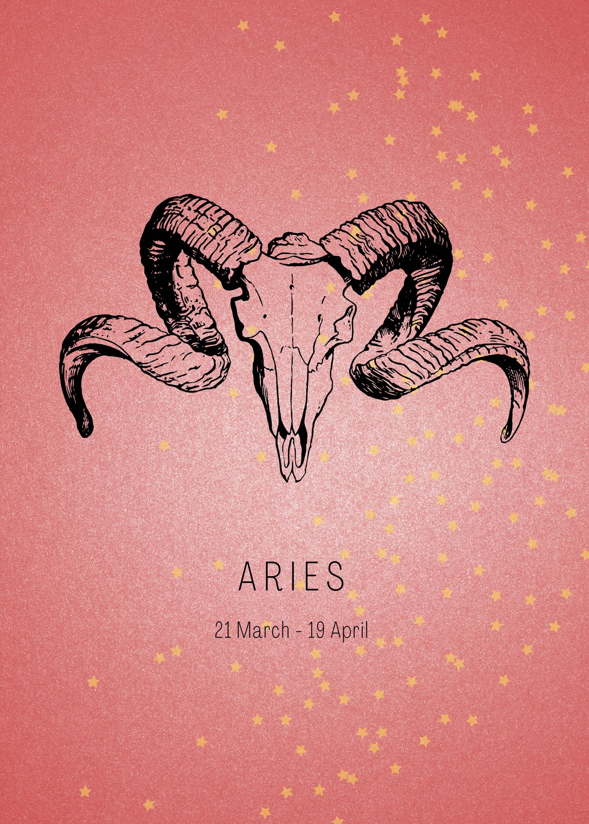 Set of Downloadable Aries Zodiac With Stars Art Print, Aries Instant ...