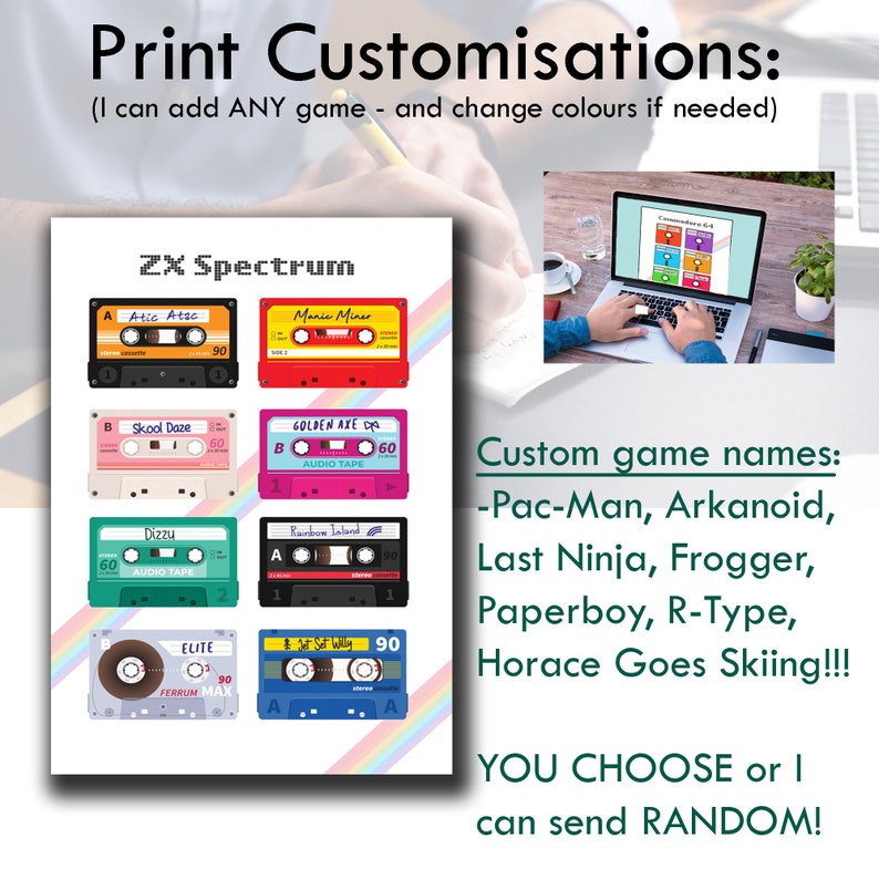 RETRO GAMING art print wall poster ZX Spectrum Atari C64 | Etsy