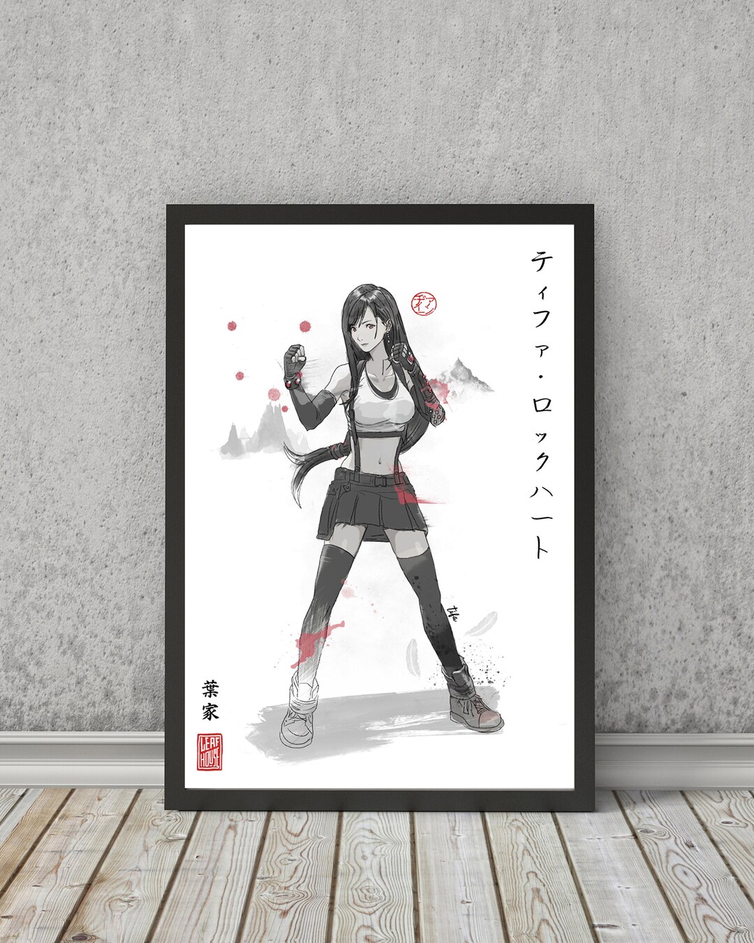 Final Fantasy VII Tifa Lockhart Fanart Print Sumi-e Japanese Ink Brush ...