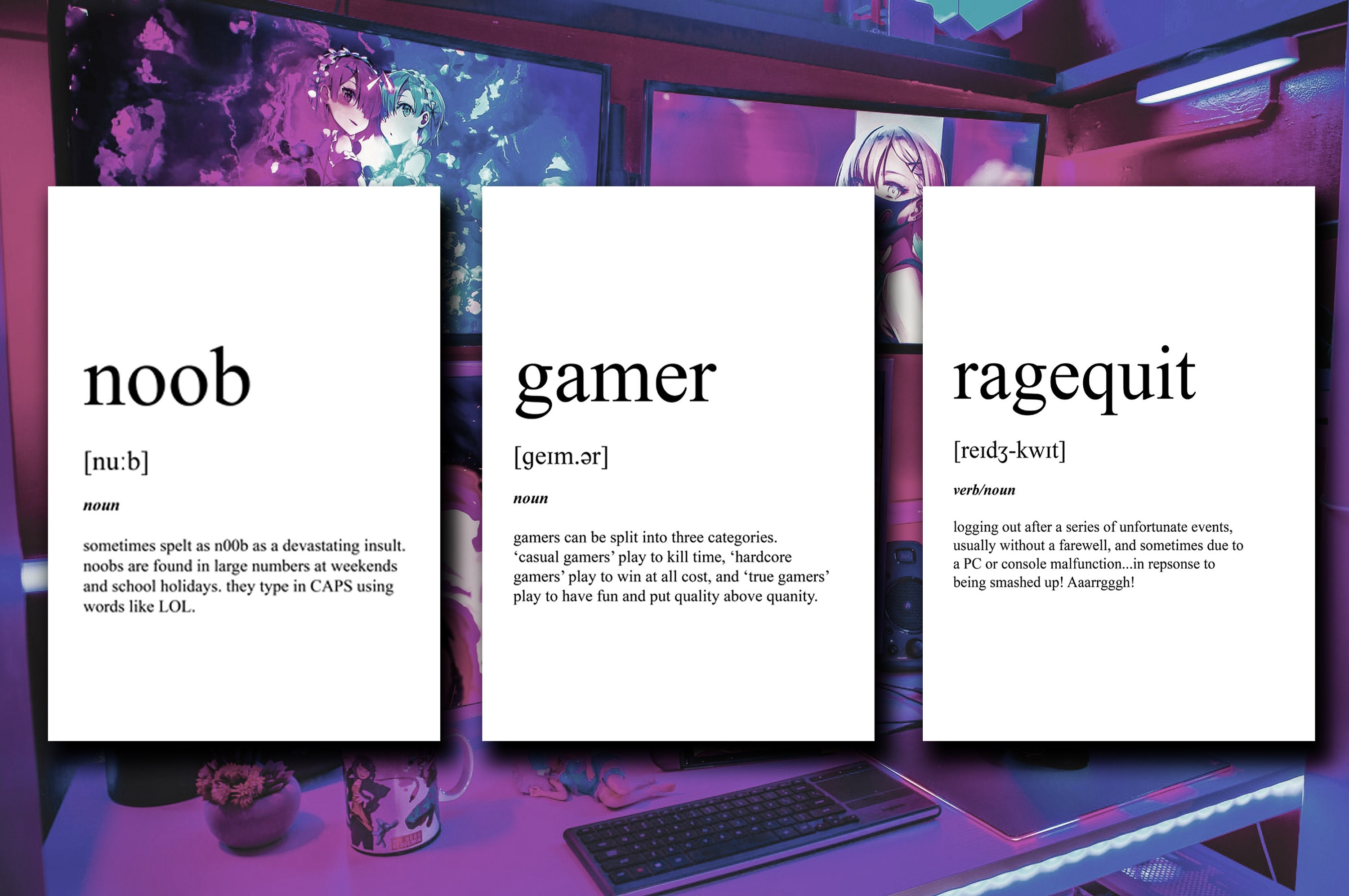 GAMER Definition SLANG Wall Art Print A4 Many Sizes Decor - Etsy UK