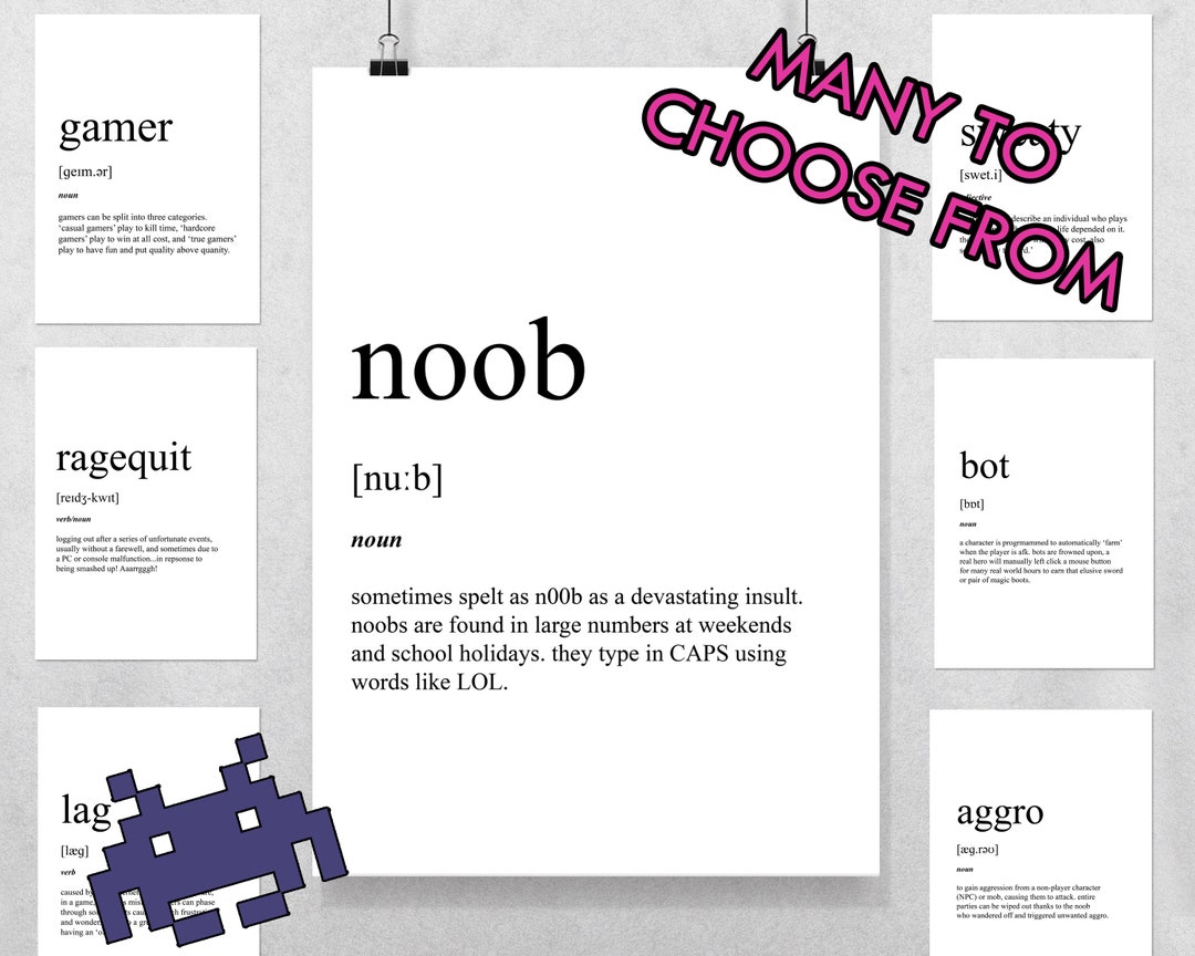 Gamer Slang Definition Art Print: Noob, Geek Decor - Etsy UK