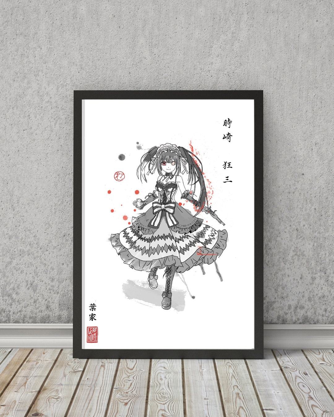 Kurumi Tokisaki (date a Live) Fanart Print - Sumi-e Japanese Ink Brush ...