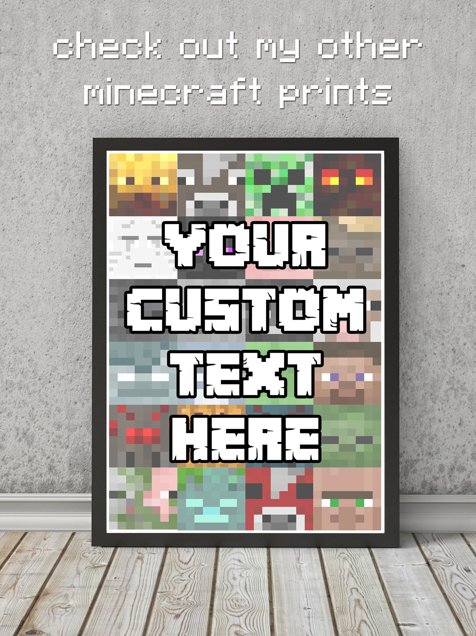 Minecraft Poster / 3D sign Custom / personalised gamer | Etsy